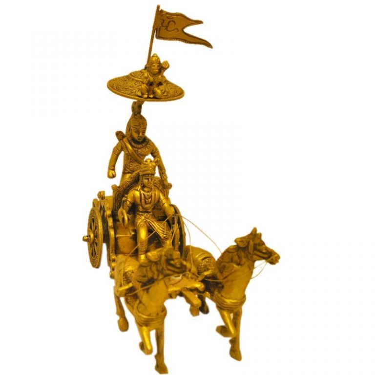 Krishna Arjuna Ratha Brass Statue - Divineshop
